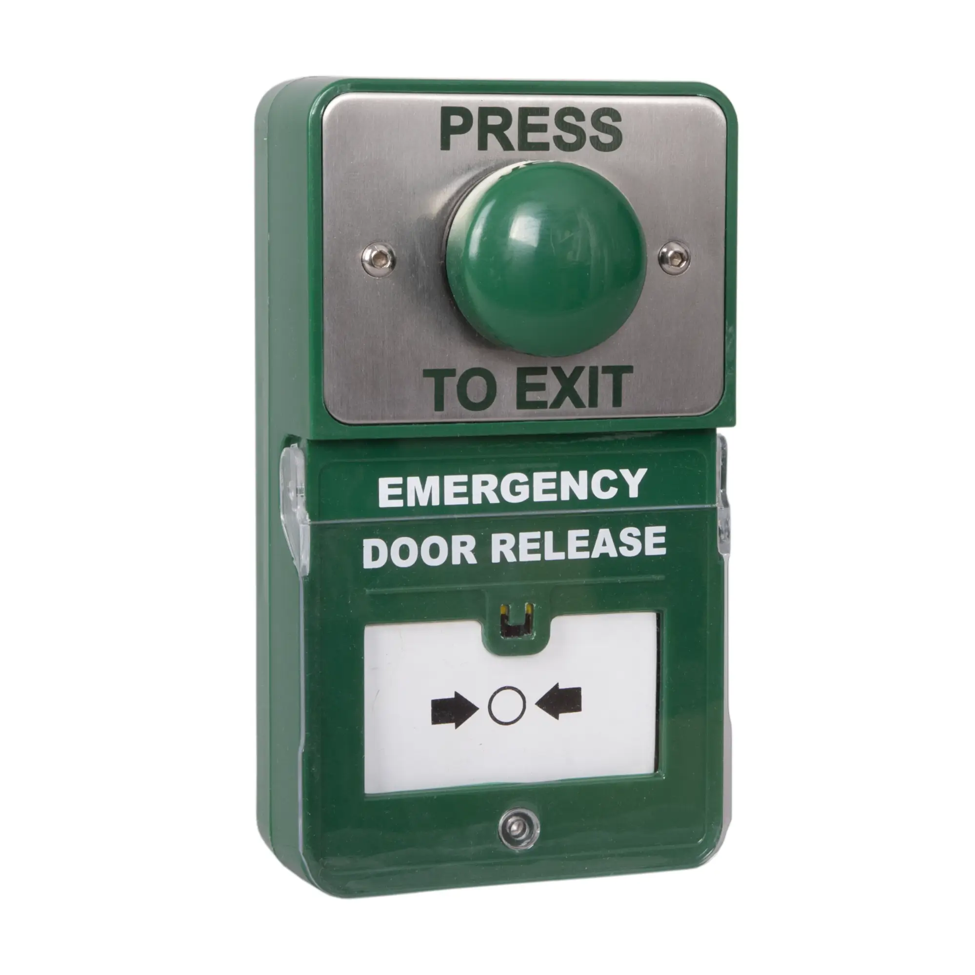 RGL DU-Series Dual Unit Press To Exit Button With Green Break Glass Unit